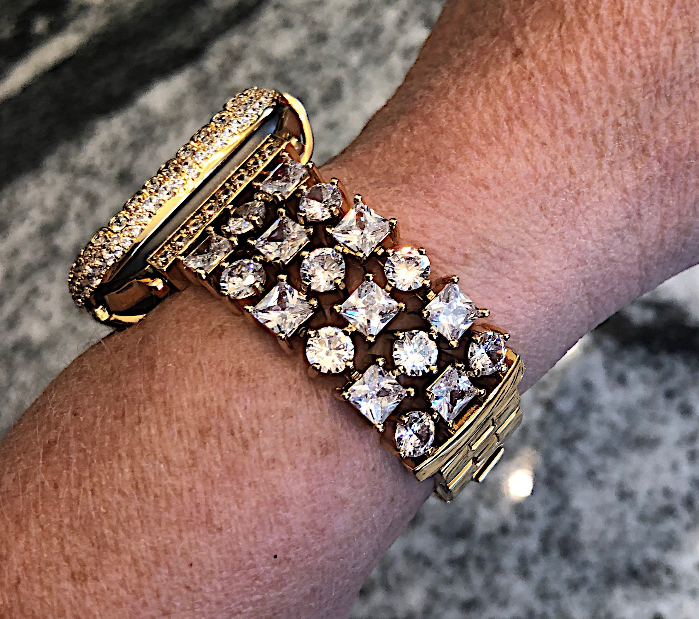 Yellow gold Cz Apple Watch Band and or Lab Diamond Bezel | Etsy