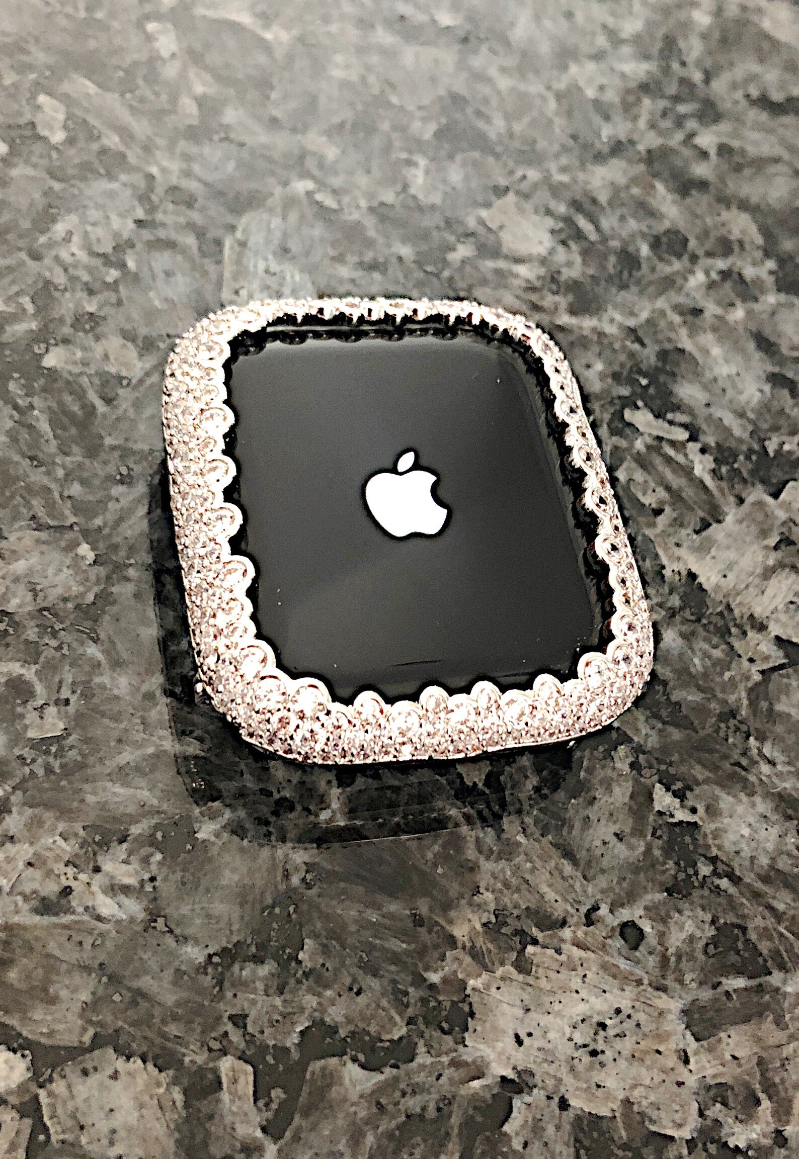 White Gold Lab Diamond Bezel Case Apple Watch Bezel Case Cover | Etsy