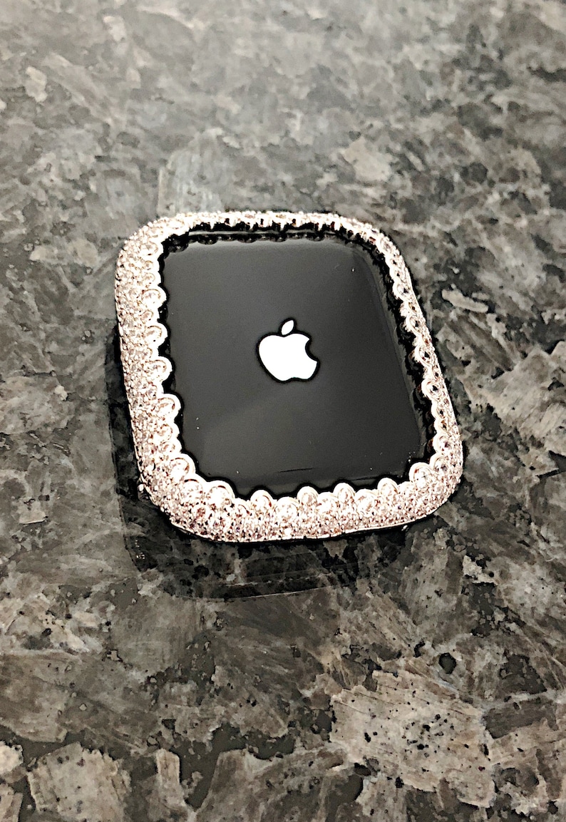 White Gold Lab Diamond Bezel Case Apple Watch Bezel Case Cover | Etsy