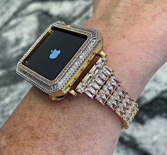 High End Yellow Gold Lab Diamond Apple Watch Band and or Lab | Etsy