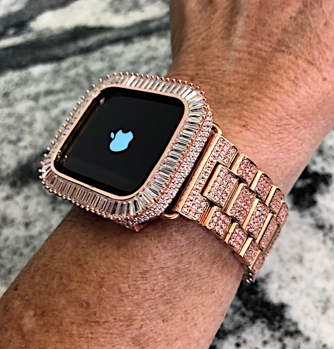 High End All Lab Diamond 14k Rose Gold Apple Watch Band and or Lab ...
