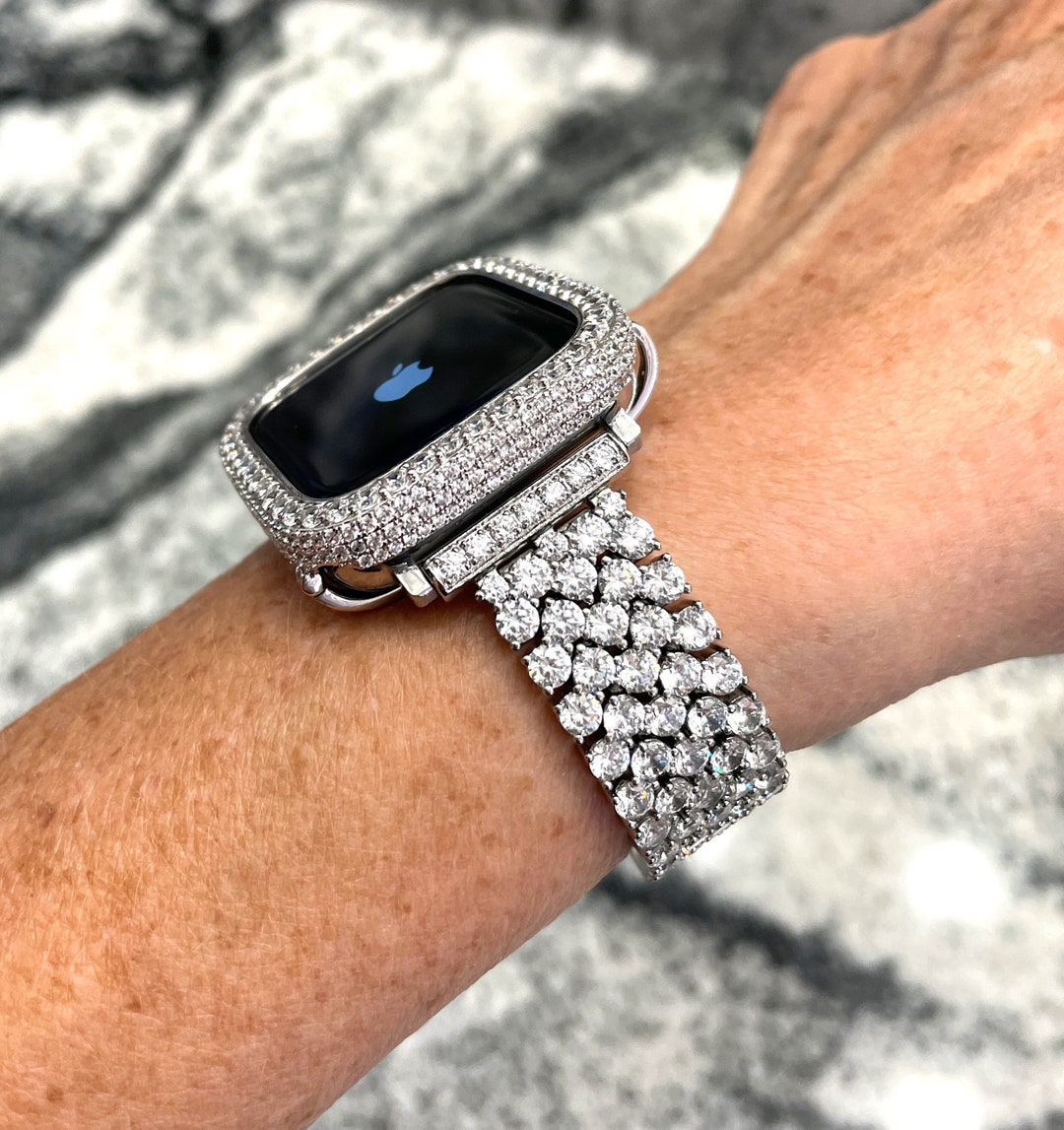 Latest Style High End Lab Diamond 14k White Gold Apple Watch Band and ...