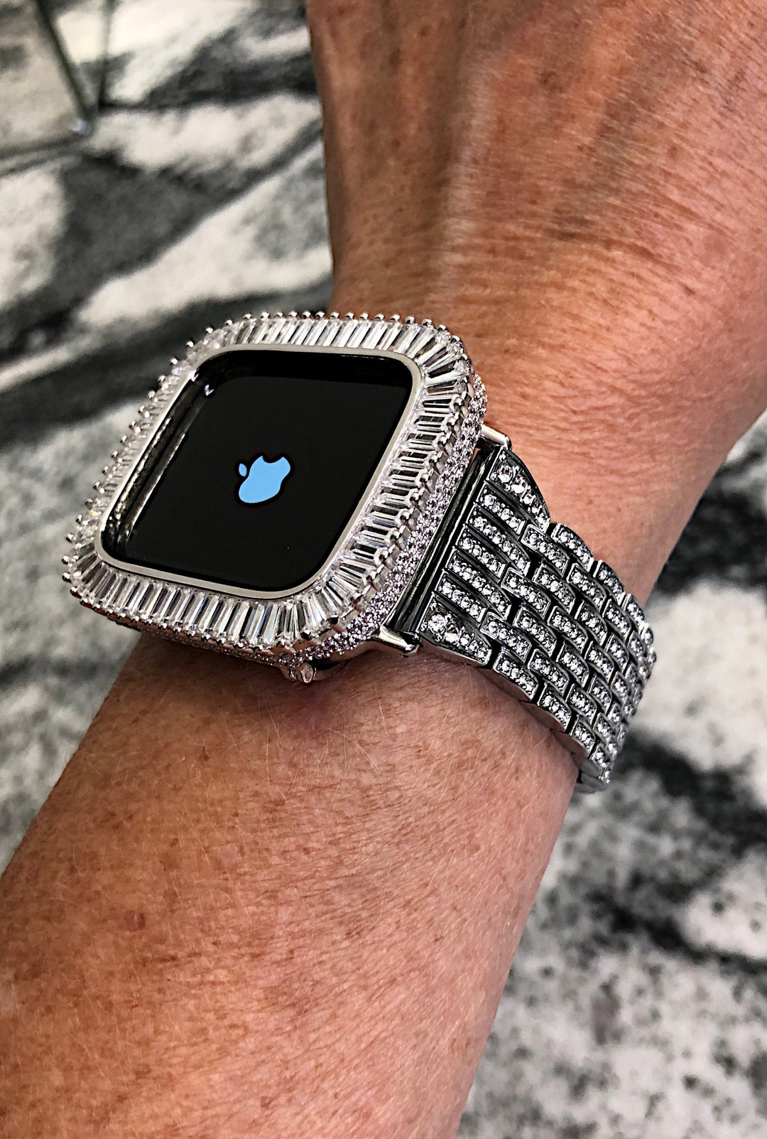 White Gold Apple Watch Band and or Baguette Lab Diamond Apple Watch ...