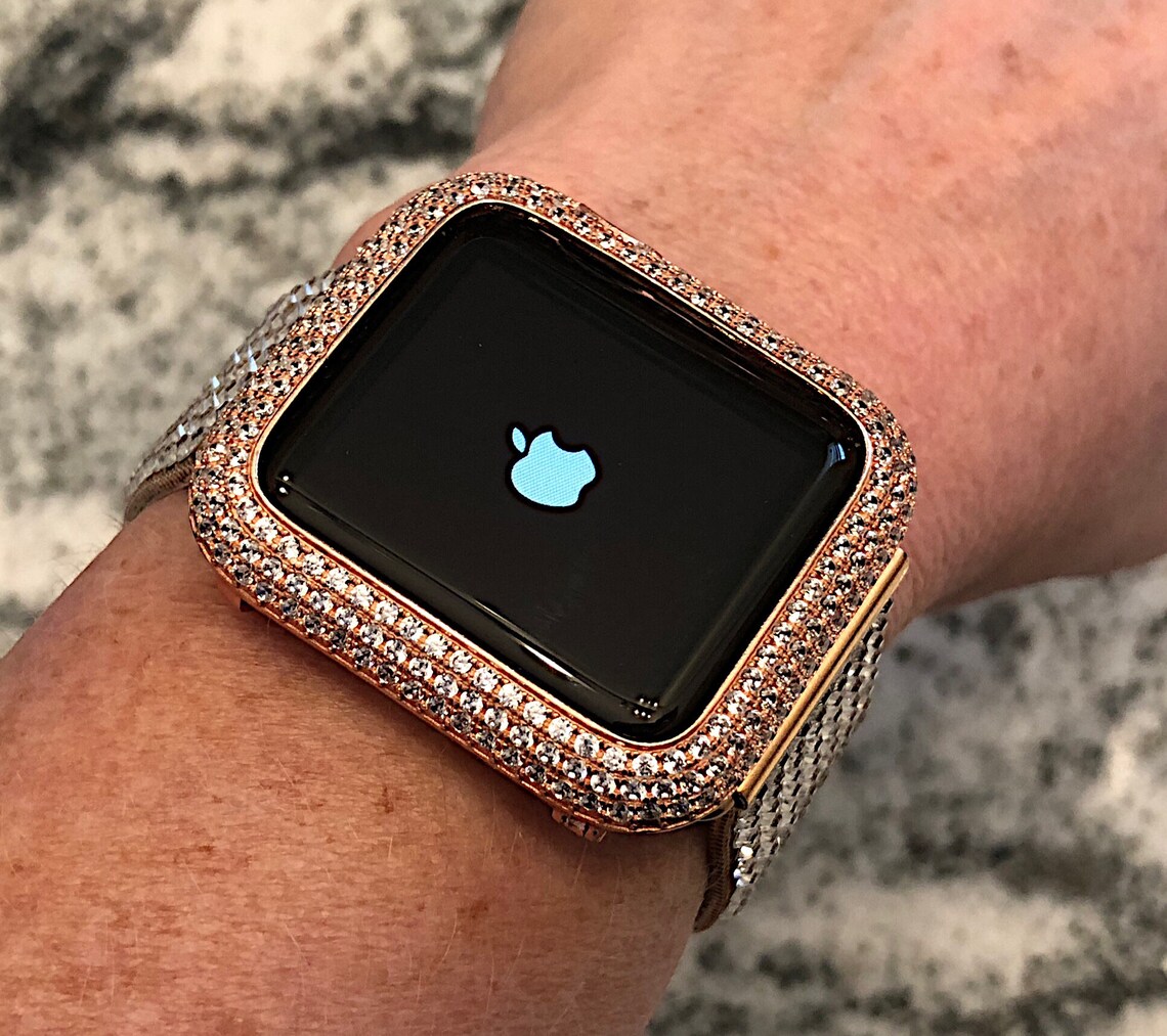 Rose Gold Bezel Only Lab Diamond Apple Watch Bezel Case Metal - Etsy