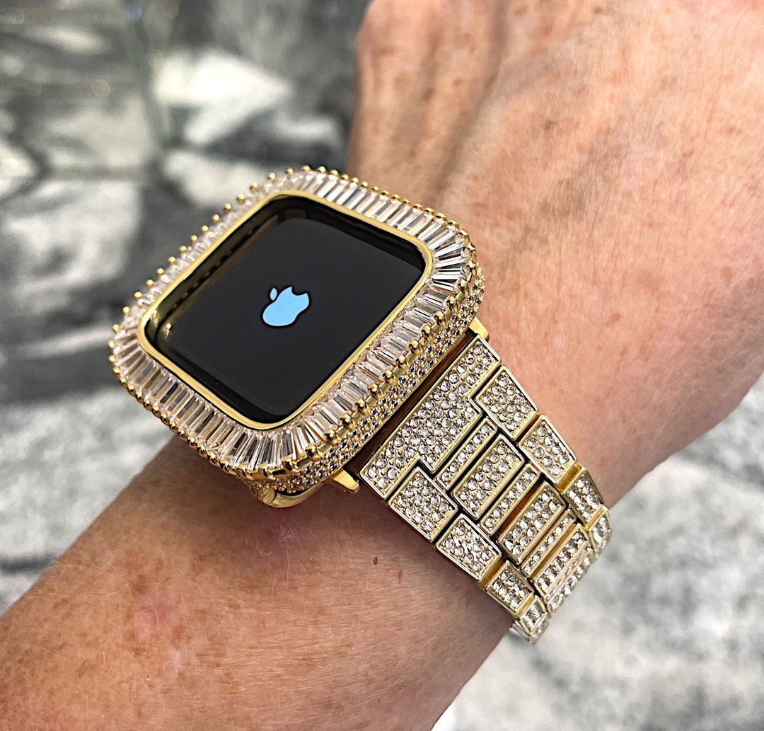 Yellow Gold Apple Watch Band and or Baguette Lab Diamond Apple Watch ...