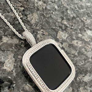 Apple Watch Pendant Necklace White Gold Wear on Watch or Neck Lab ...