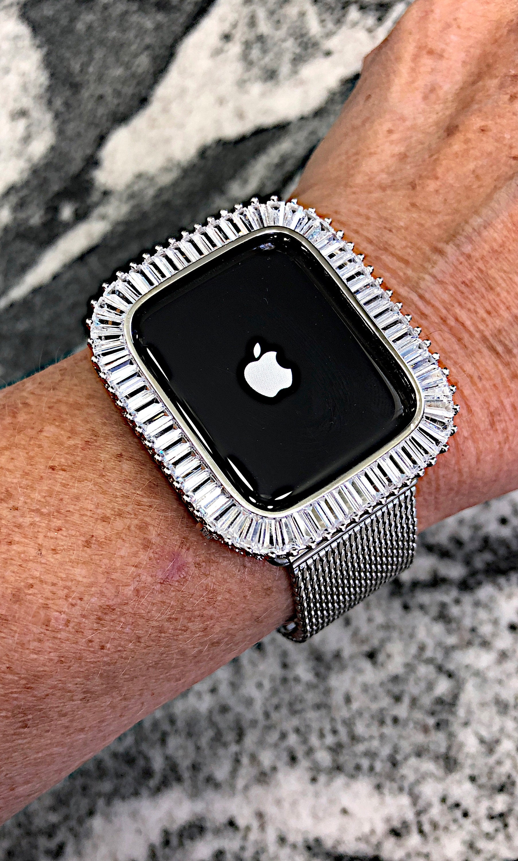 Apple Watch Band and or White Gold Baguette Lab Diamond Apple Watch ...