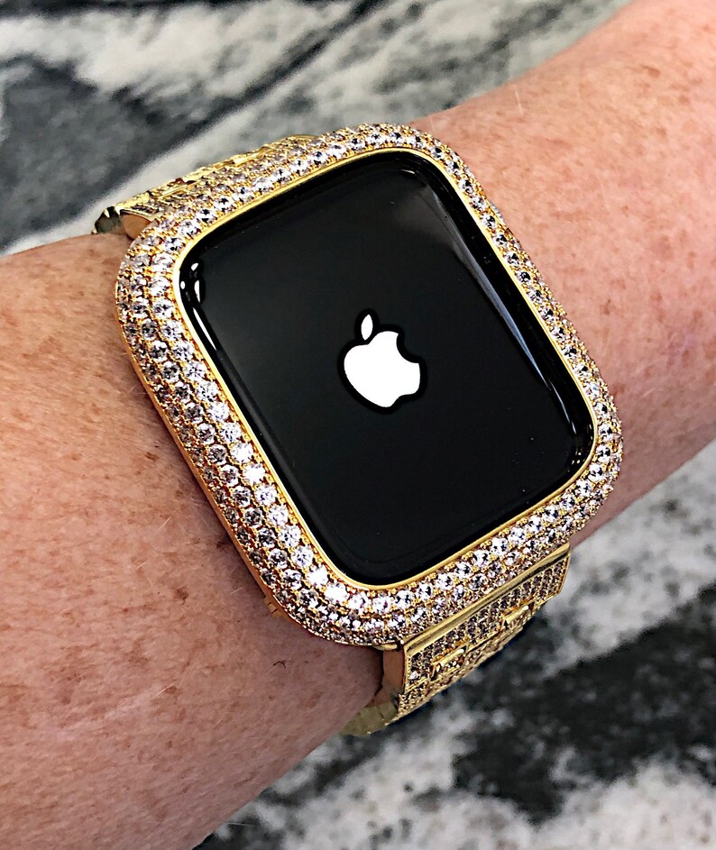 Yellow Gold Bezel Case Lab Diamond Apple Watch Bezel Case - Etsy