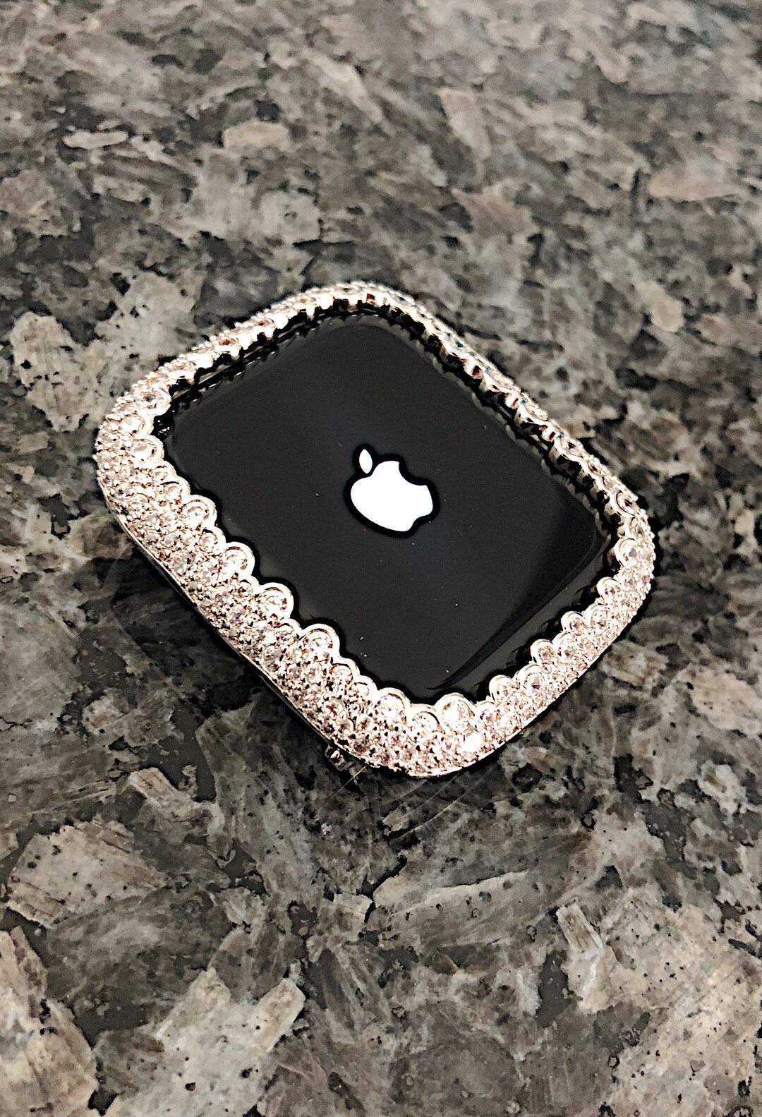 White Gold Lab Diamond Bezel Case Apple Watch Bezel Case Cover Bumper ...