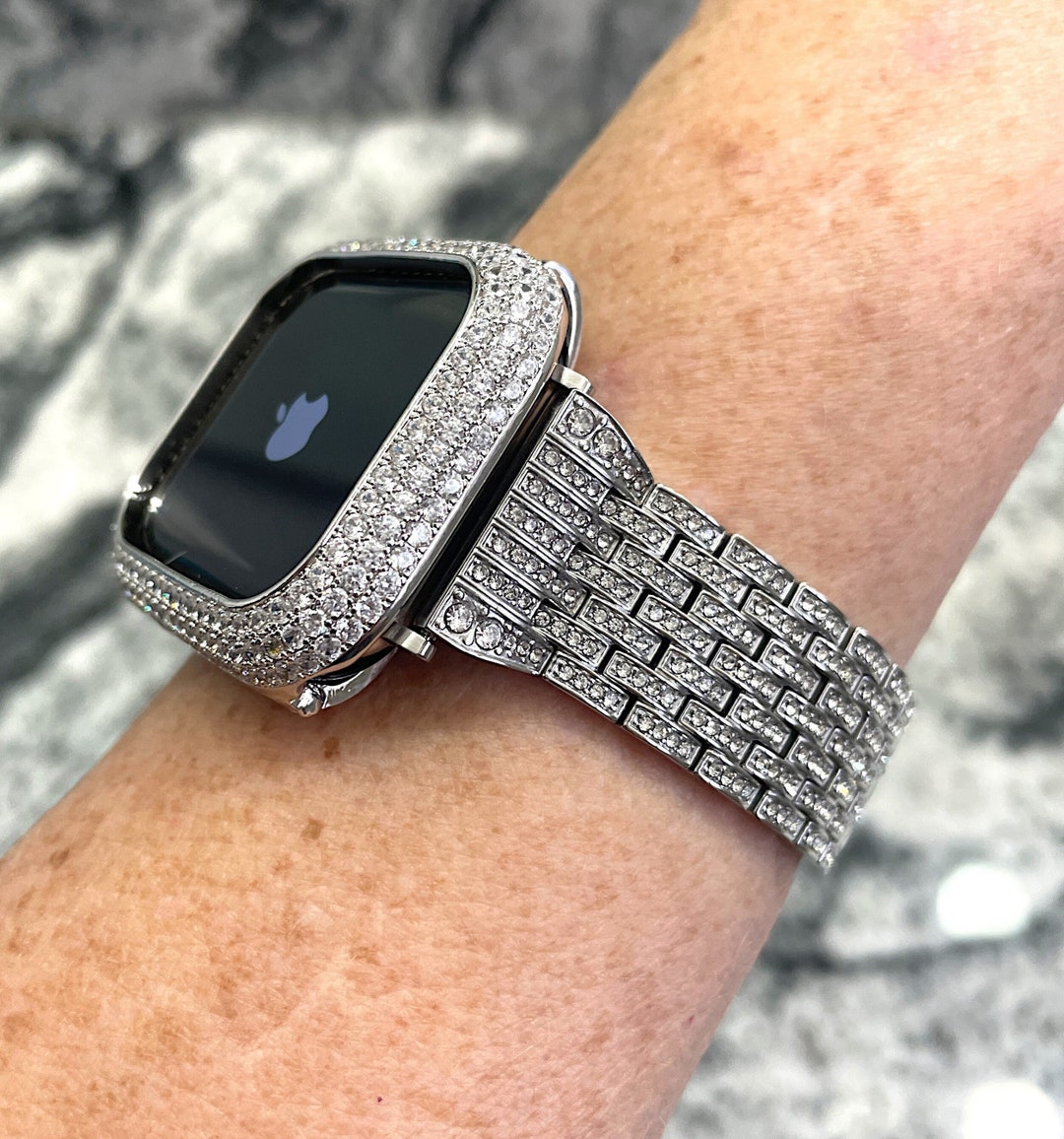 White Gold Apple Watch Band and or Lab Diamond Apple Watch Case Apple ...