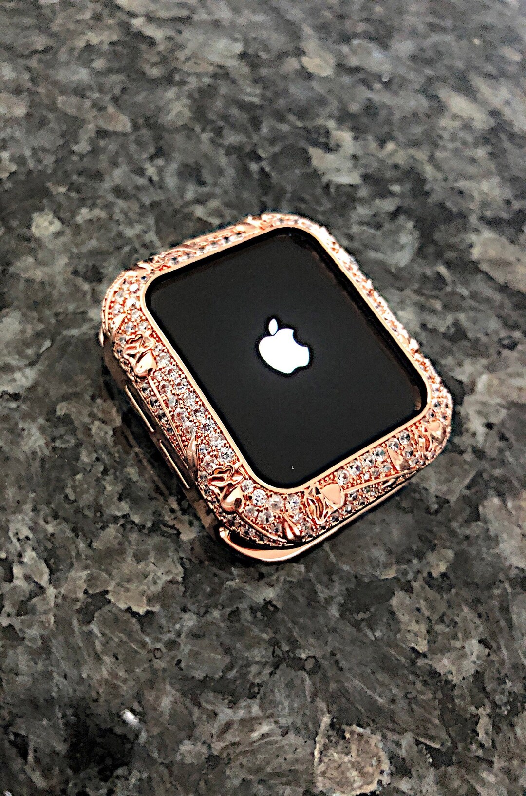 Rose Bud Rose Gold Bezel Apple Watch Bezel Rose Pattern Case Iwatch ...
