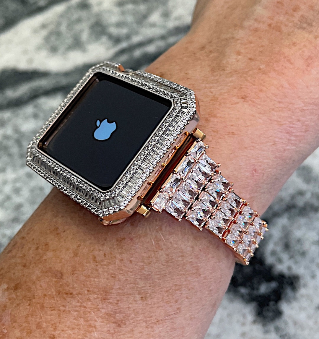 Rose Gold Lab Diamond Apple Watch Band and or Lab Diamond Apple Watch ...