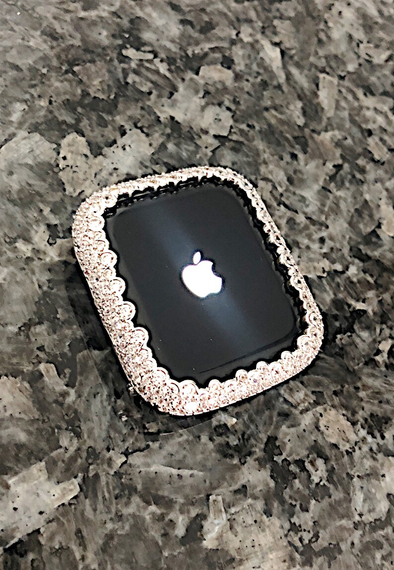 White Gold Lab Diamond Bezel Case Apple Watch Bezel Case Cover | Etsy