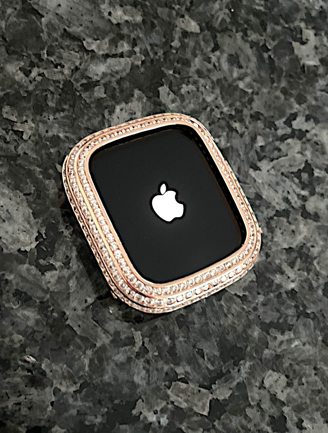 New 3 Row Round Channel Set Rose Gold Bezel Lab Diamond Apple Watch ...