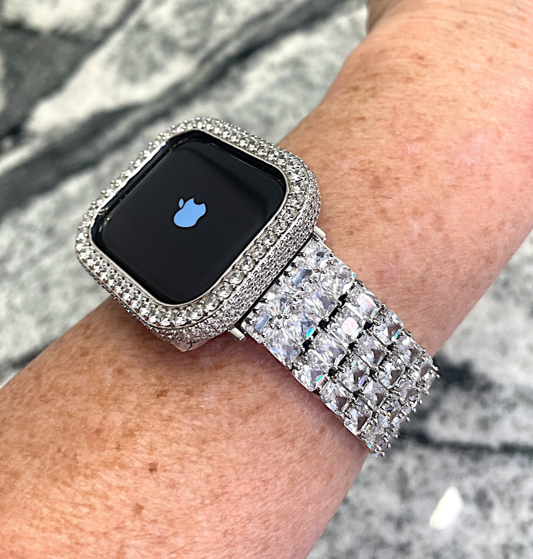 High End Mega Bling White Gold Apple Watch Band and or Lab Diamond ...