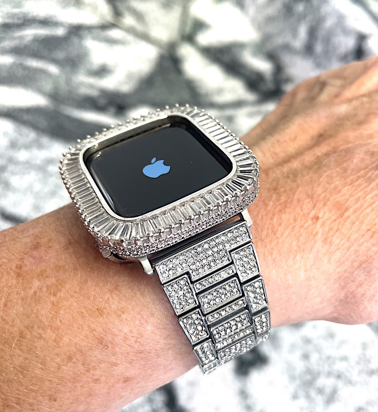 White Gold Apple Watch Band and or Baguette Lab Diamond Apple Watch ...