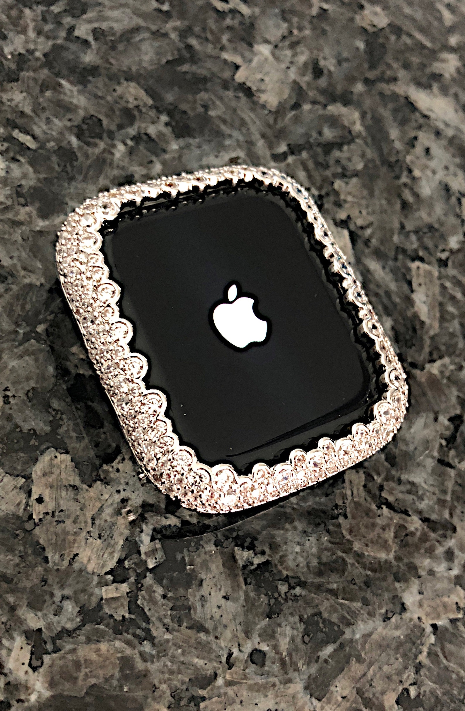 White Gold Lab Diamond Bezel Case Apple Watch Bezel Case Cover | Etsy