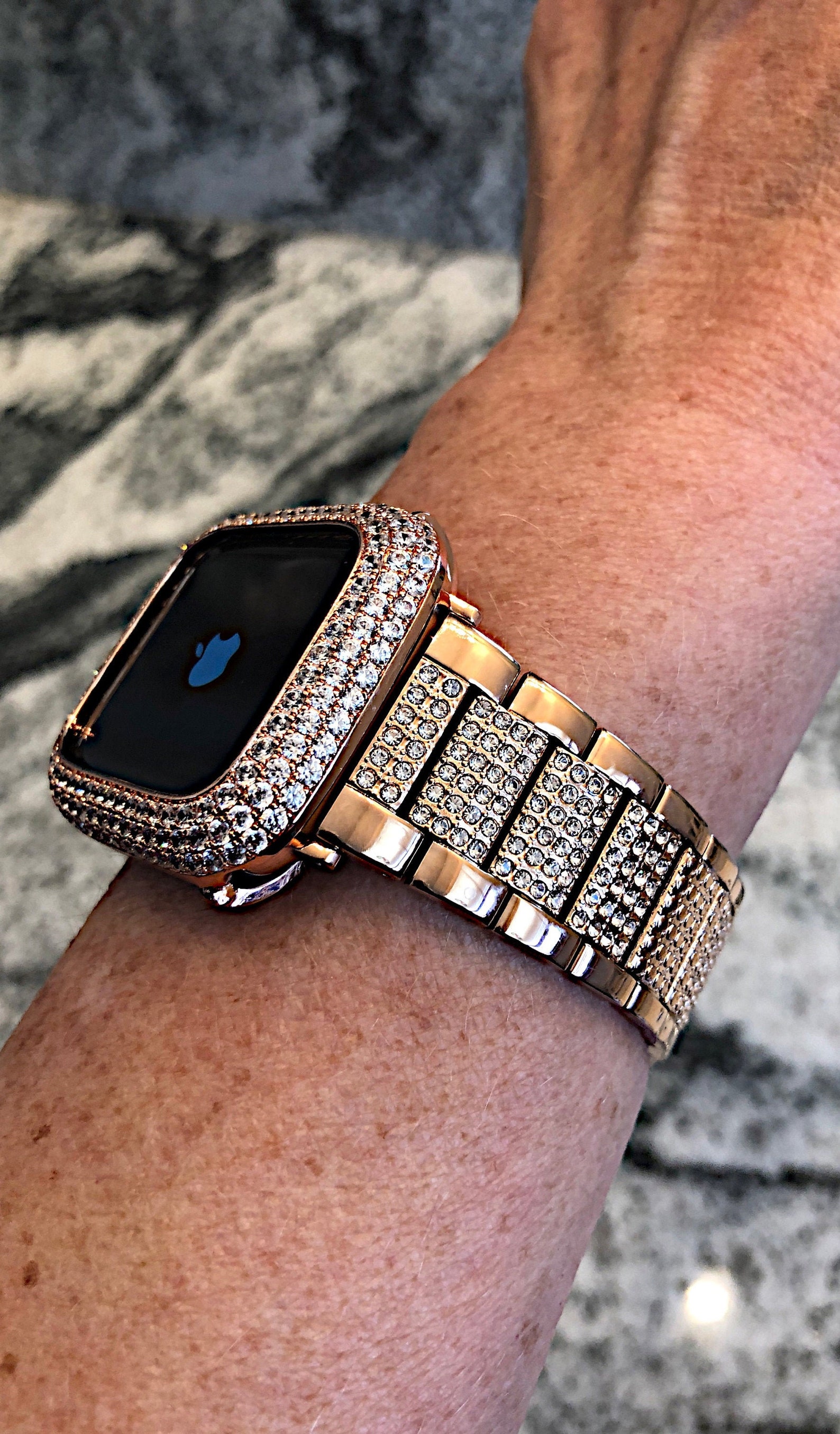 Rose Gold Diamond Apple Watch Crystal Band and or Bezel W/lab - Etsy