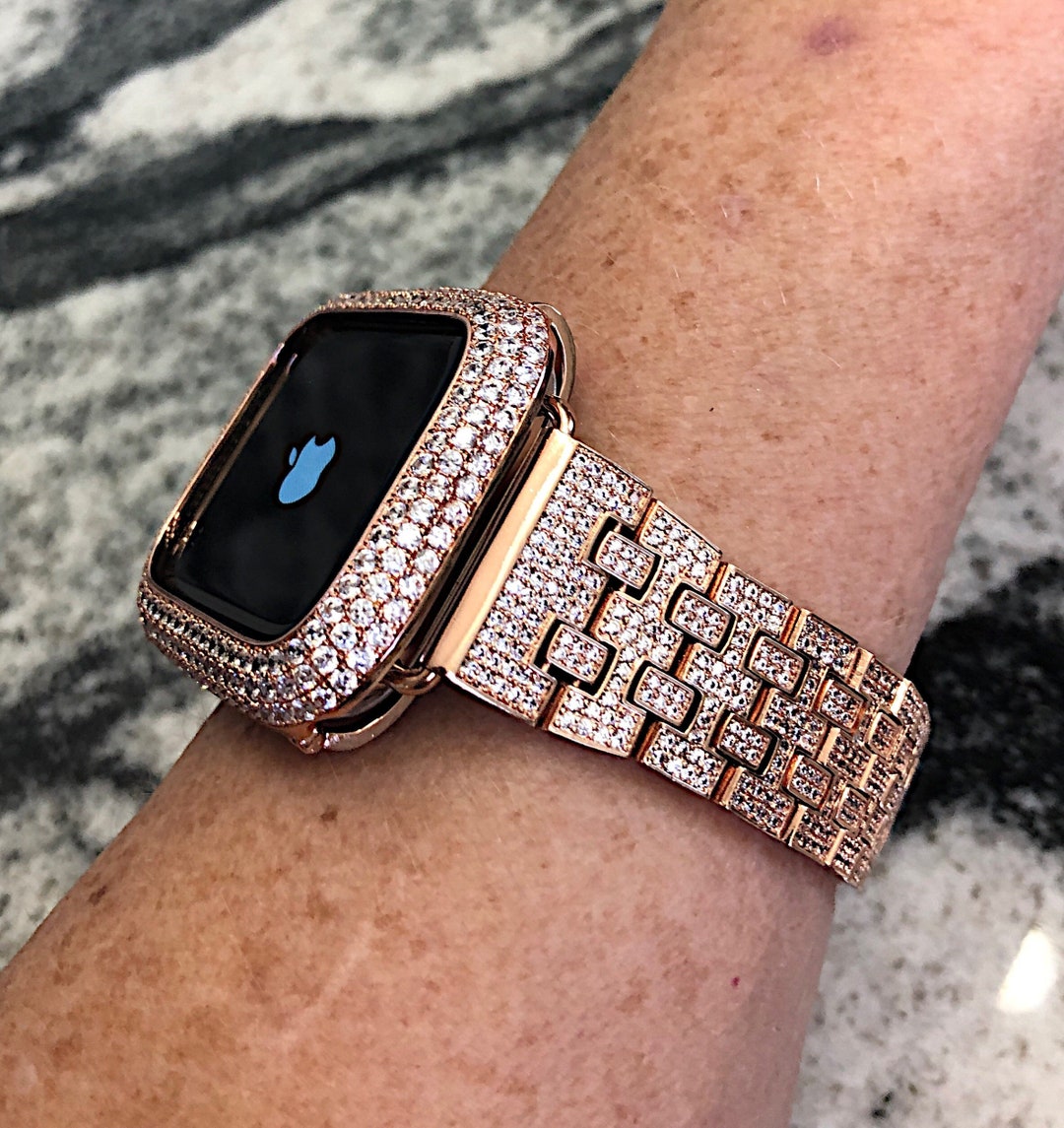 High End Rose Gold Lab Diamond Apple Watch Band and or Lab Diamond ...