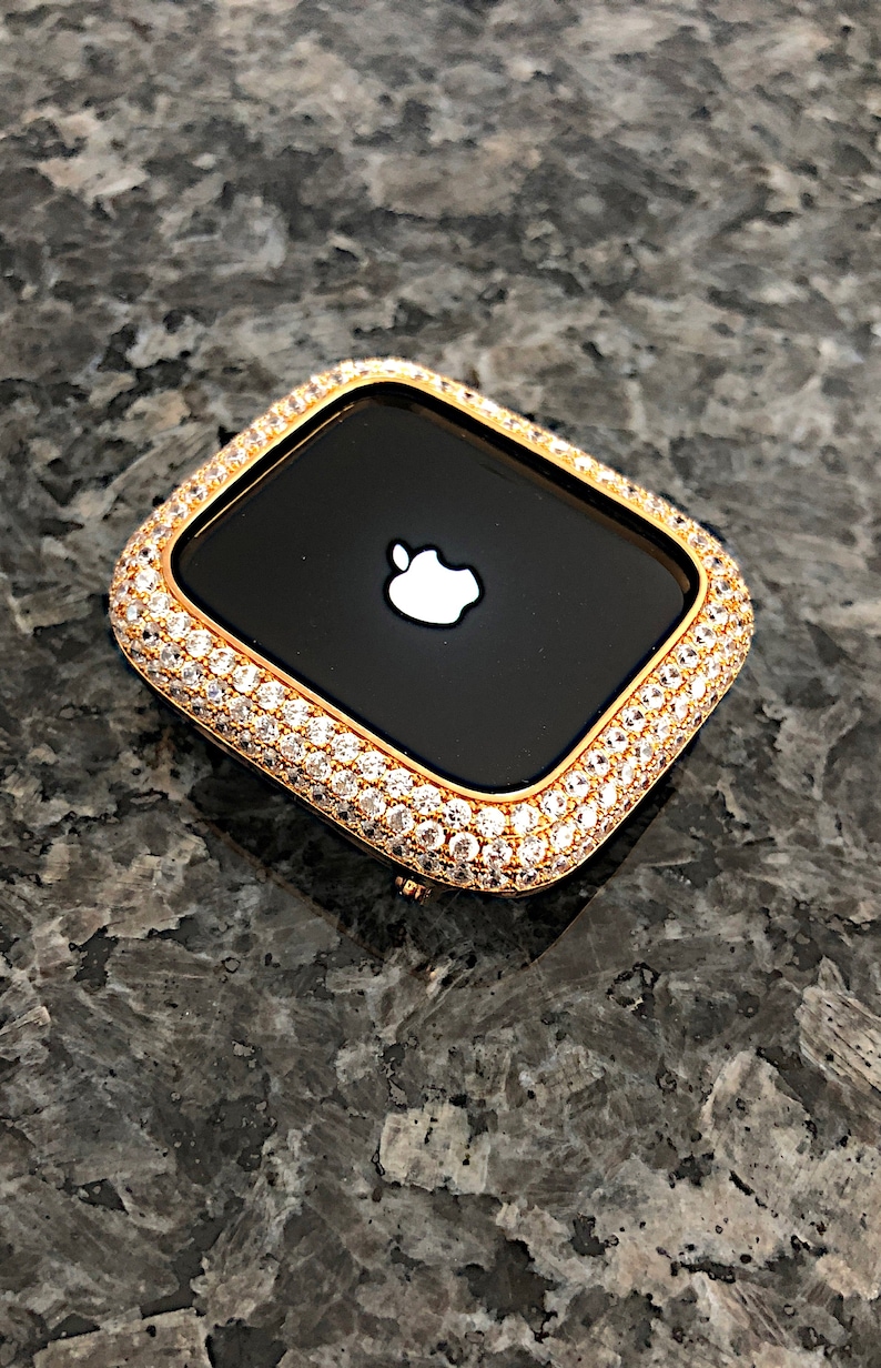 14k Yellow Gold GP Apple Watch Band and or Lab Diamond Apple Watch Case ...