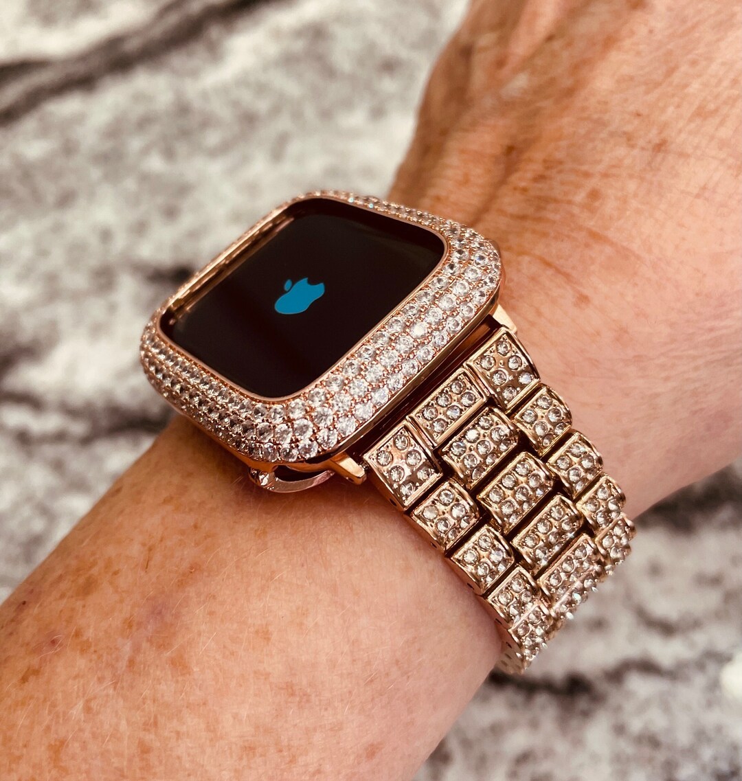 Rose Gold Apple Watch Band and or Lab Diamond Apple Watch Case Apple ...