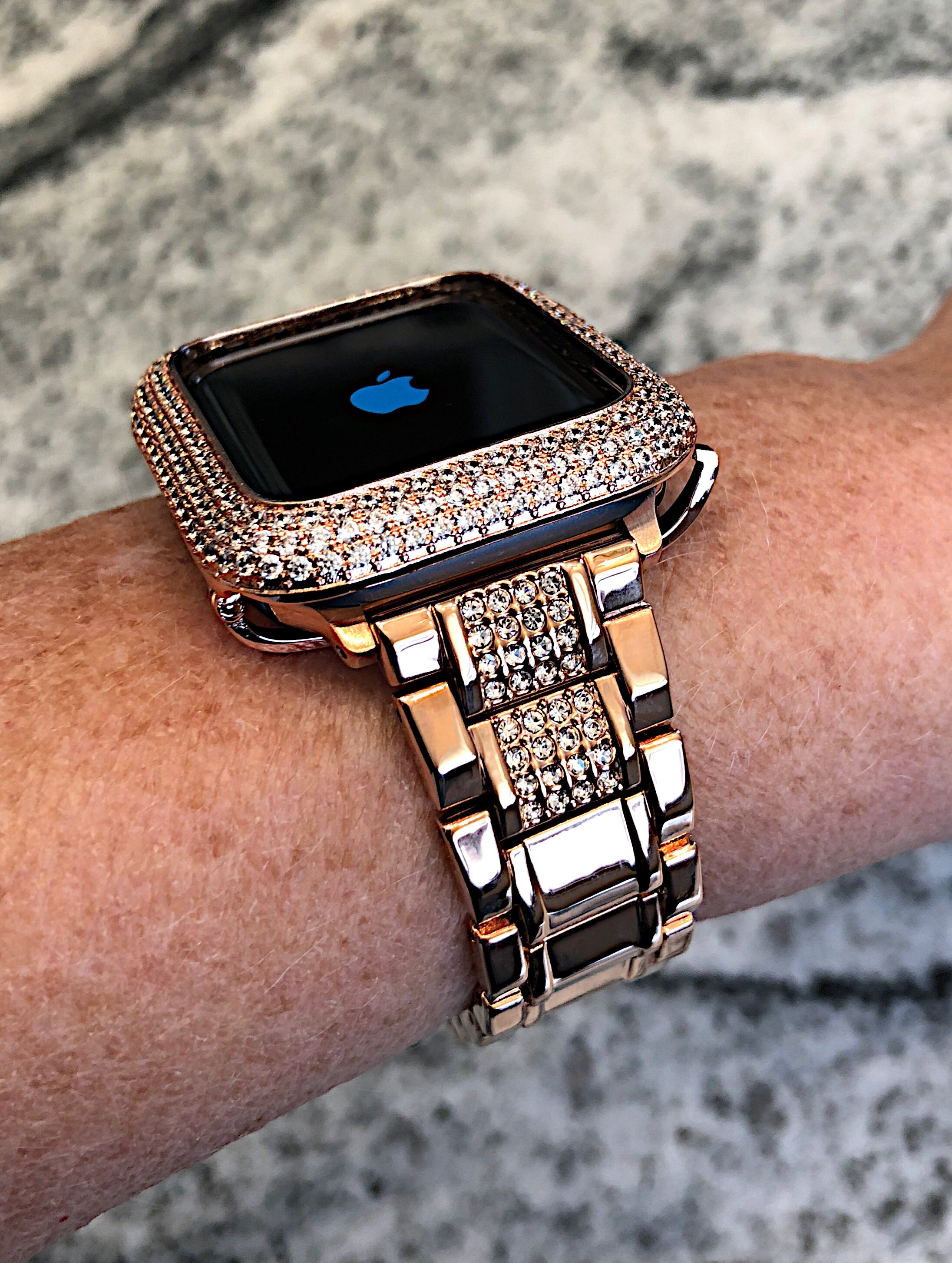 Luxury Rose Gold Apple Watch Band and or Lab Diamond Bezel | Etsy