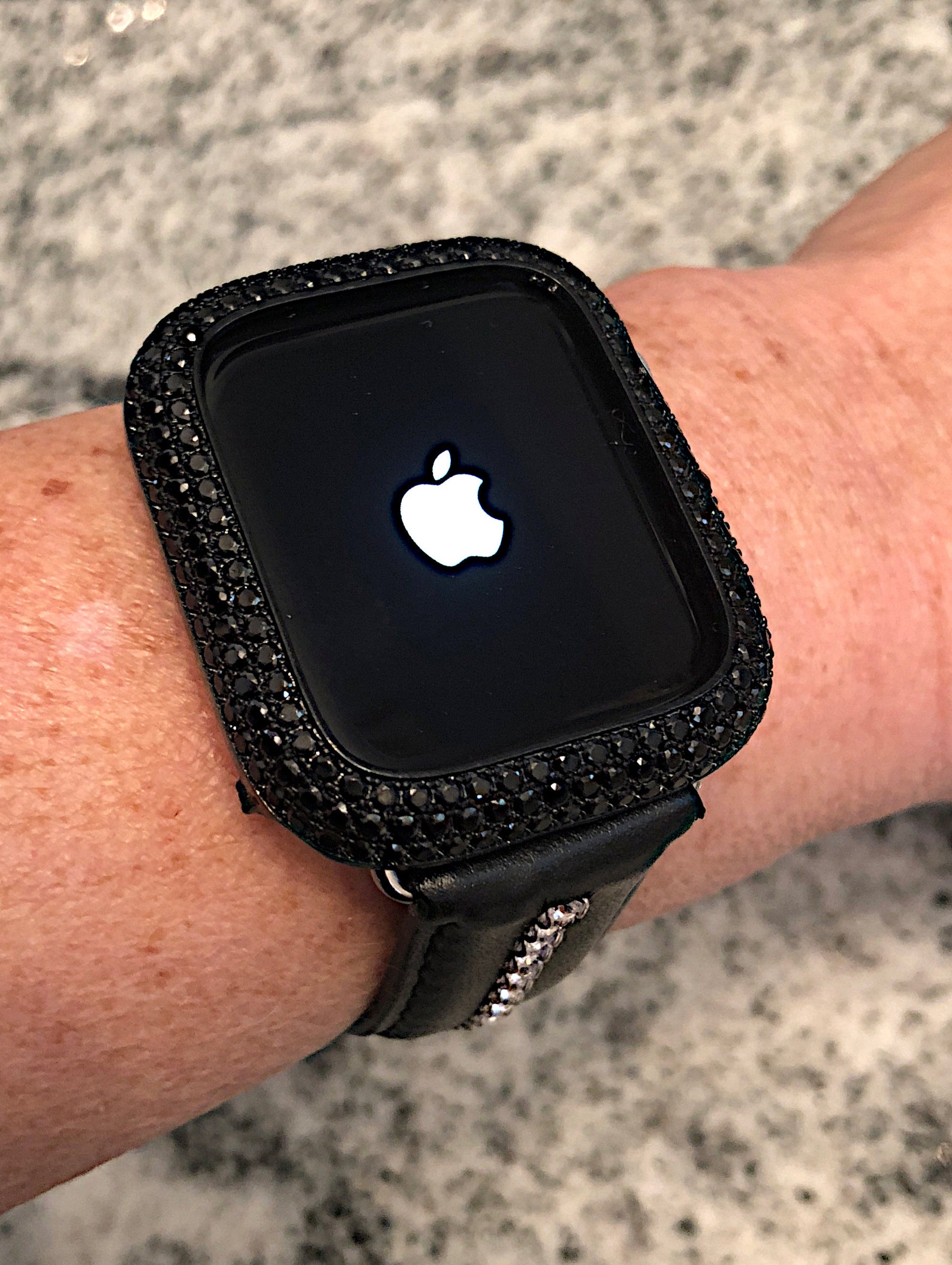 Black Bezel Only Lab Diamond Apple Watch Case Bling Series 38/40 42/44 ...
