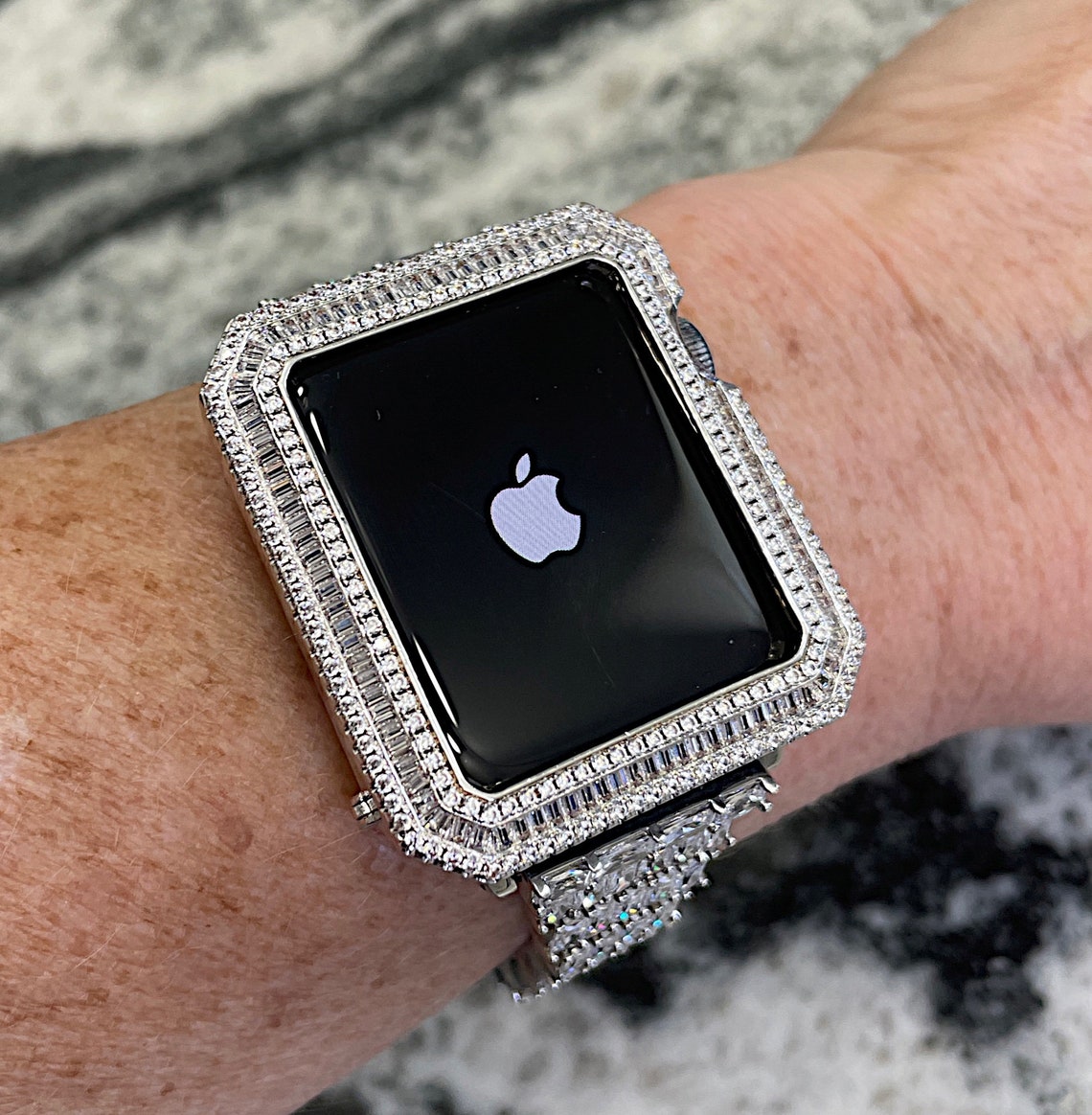 High End White Gold Lab Diamond Apple Watch Band and or Lab - Etsy