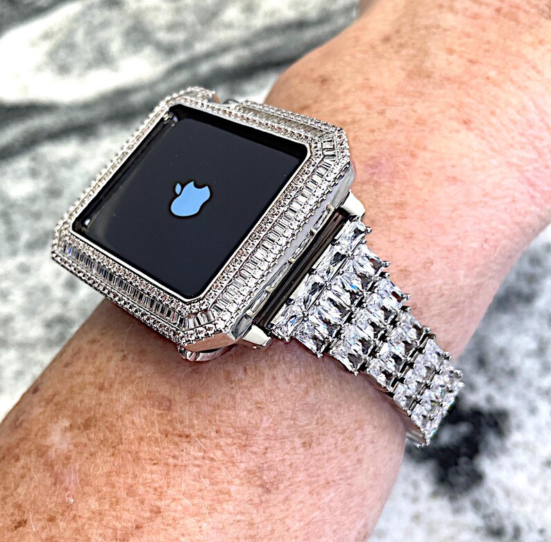 High End White Gold Lab Diamond Apple Watch Band and or Lab Diamond ...