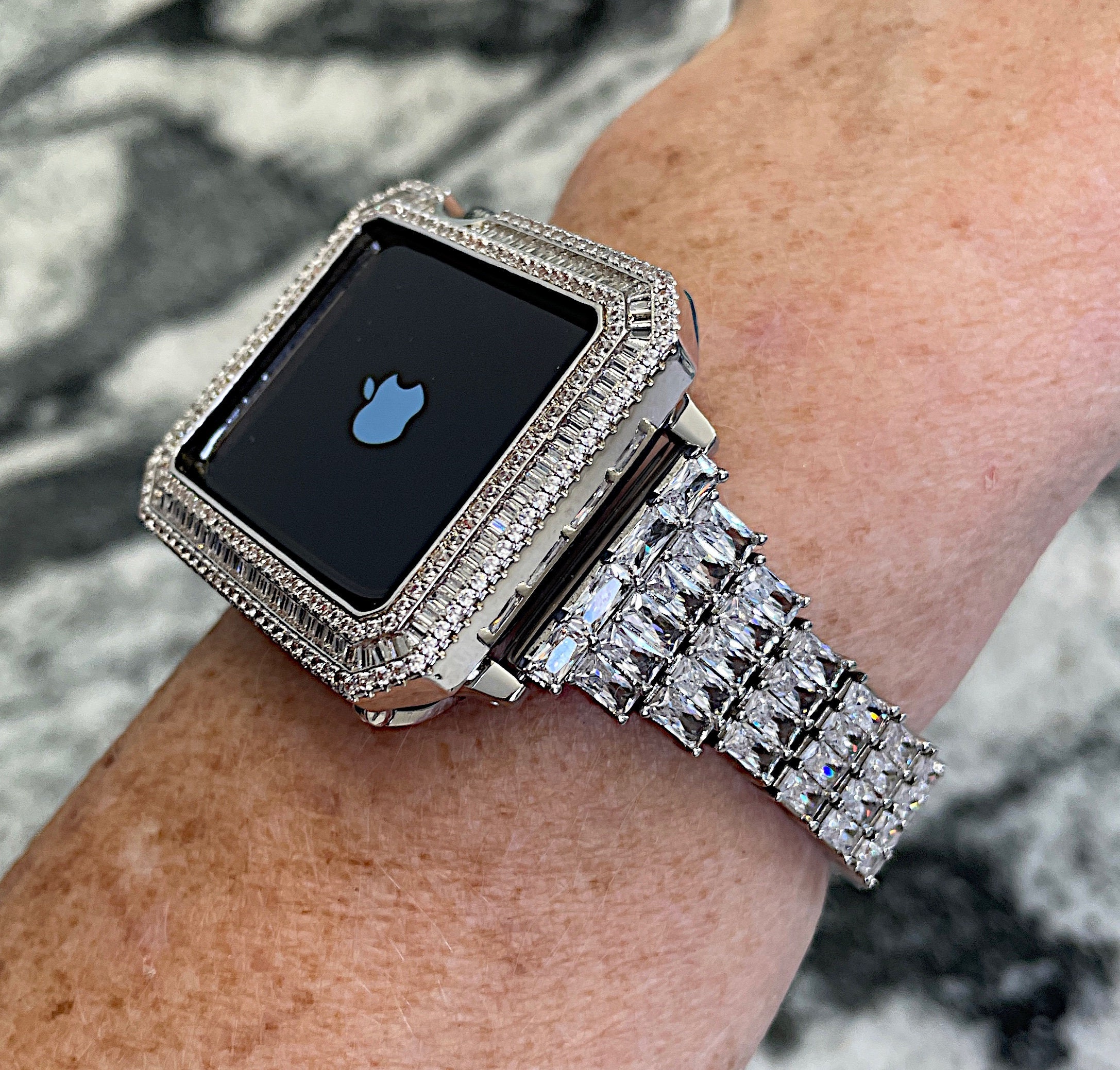 High end White Gold Lab Diamond Apple Watch Band and or Lab | Etsy