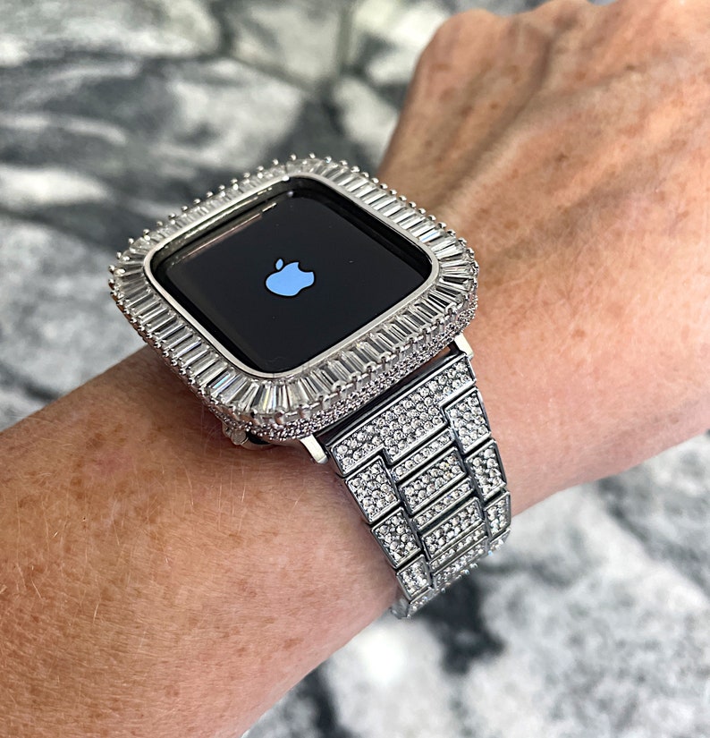White Gold Apple Watch Band and or Baguette Lab Diamond Apple Watch ...