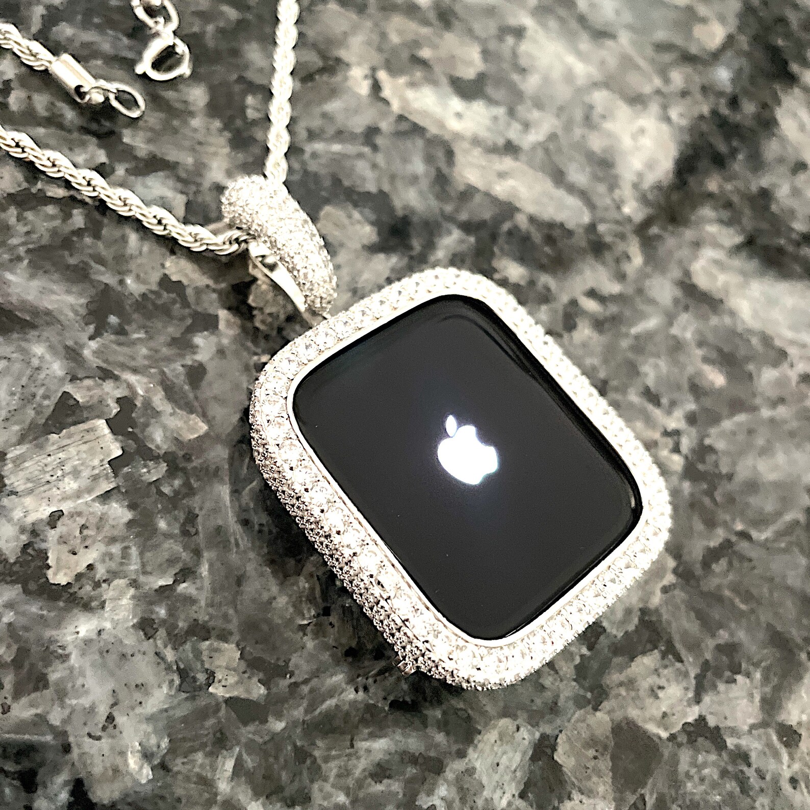 Apple Watch Pendant,necklace White Gold Wear on Watch or Neck Lab ...