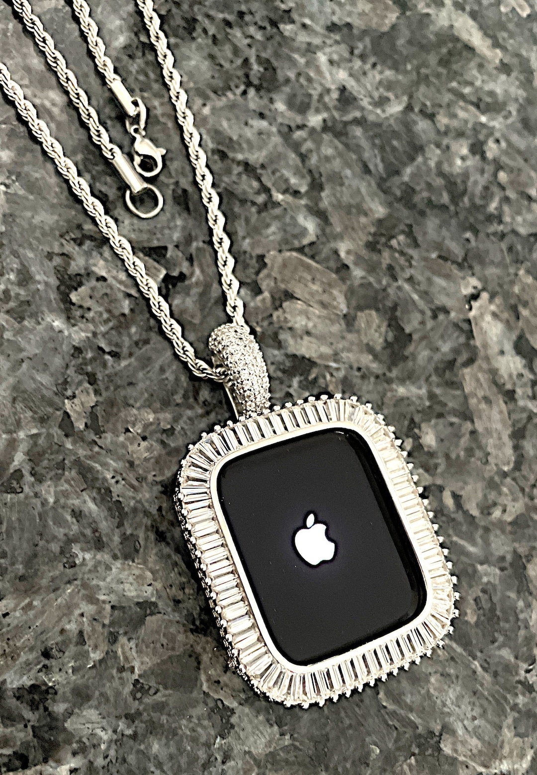 Apple Watch Pendant,necklace White Gold Wear on Watch or Neck Lab ...