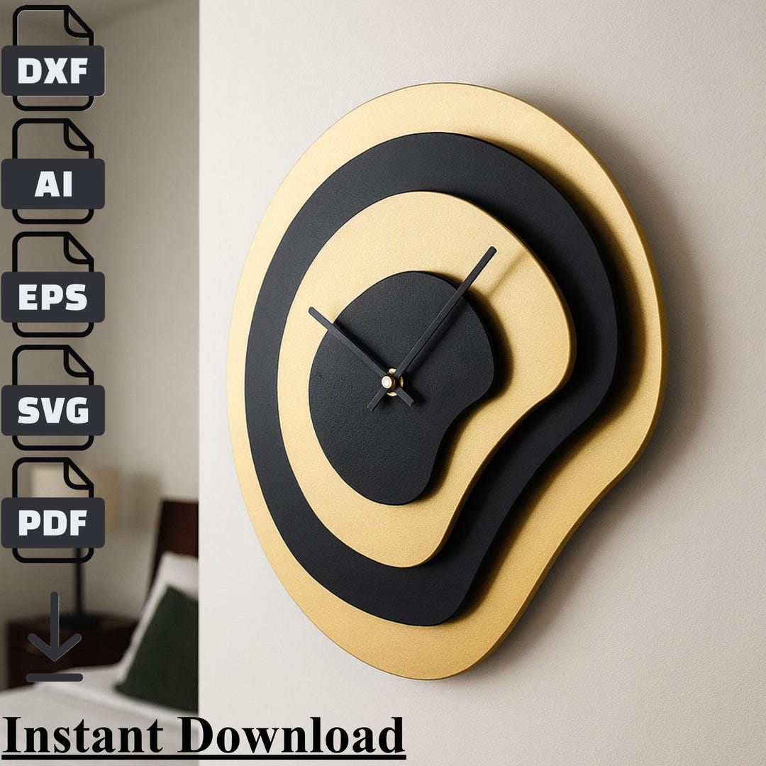 Abstract Layered Wall Clock CNC File – DXF SVG Laser Cut Template - Etsy