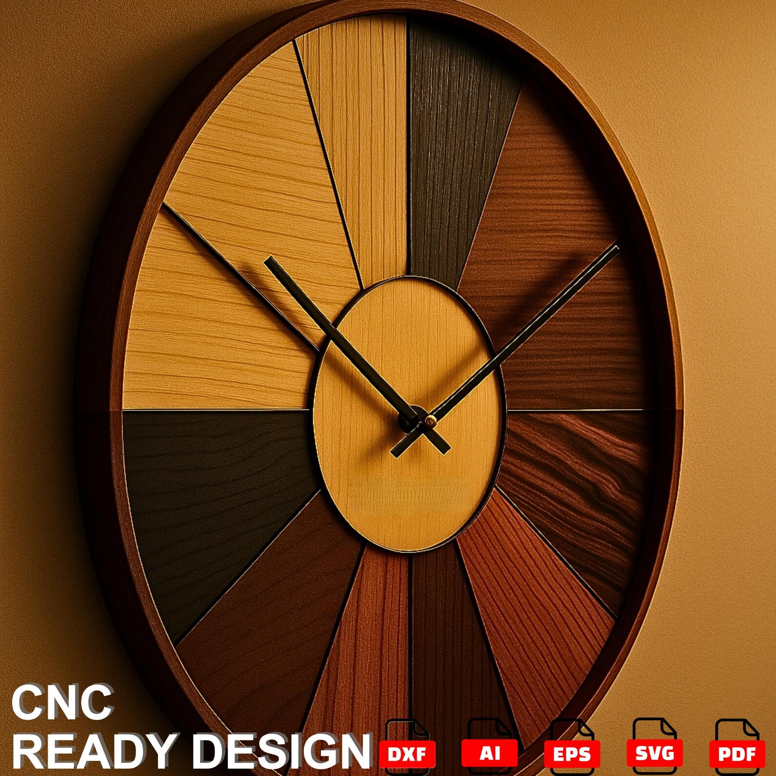 Modern Wooden Wall Clock CNC File | Laser Cut (dxf, Svg, Ai, Pdf - Etsy