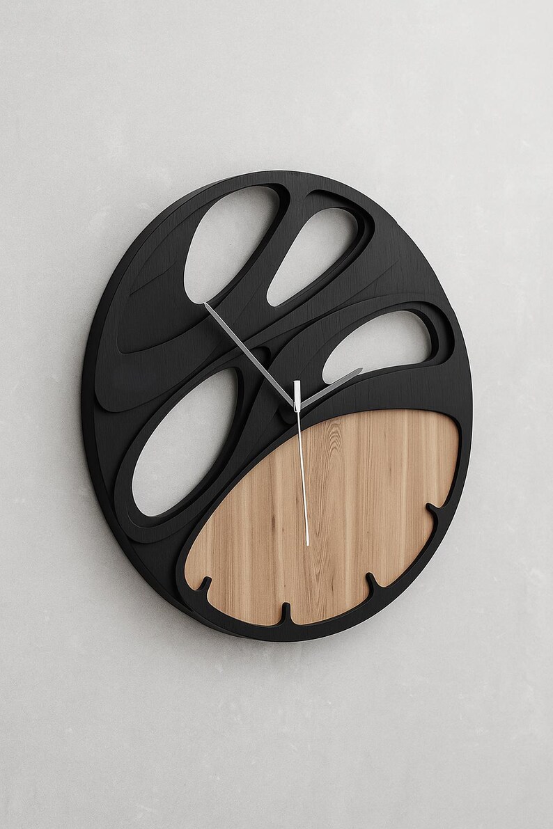 Geometric Modern Wall Clock CNC Design File - Wooden & MDF Digital ...