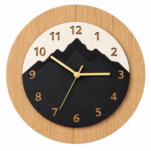 Layered Mountain Wall Clock CNC File | Modern Wooden Clock Laser Cut ...