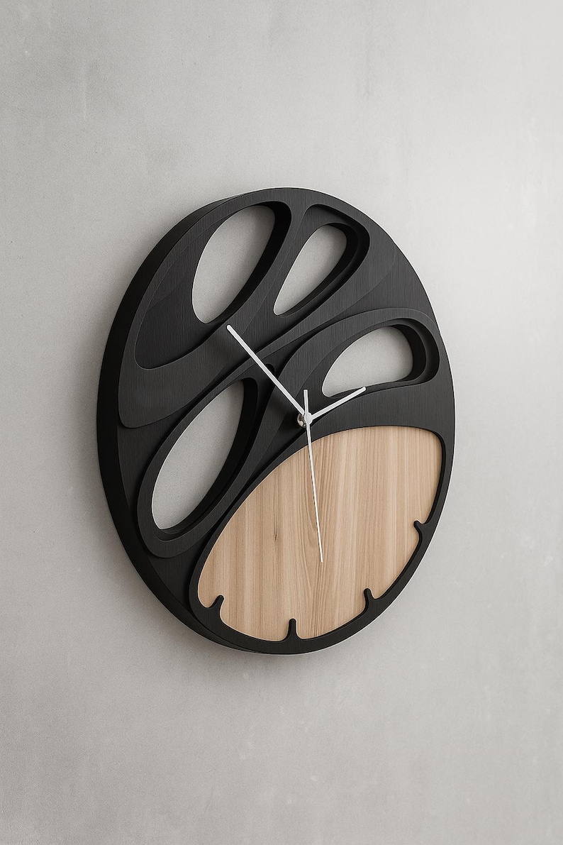 Geometric Modern Wall Clock CNC Design File - Wooden & MDF Digital ...