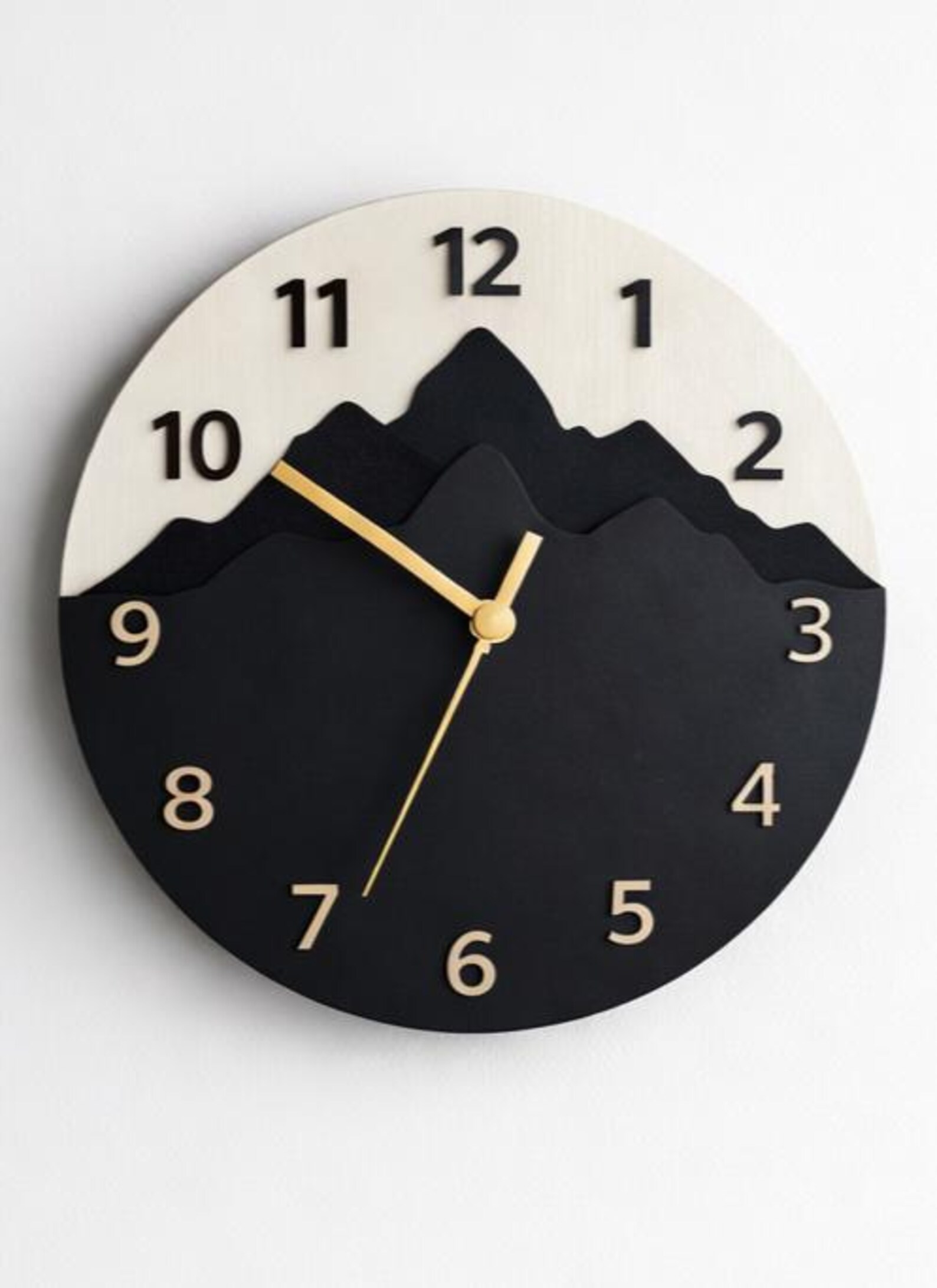 Layered Mountain Wall Clock CNC File | Modern Wooden Clock Laser Cut ...