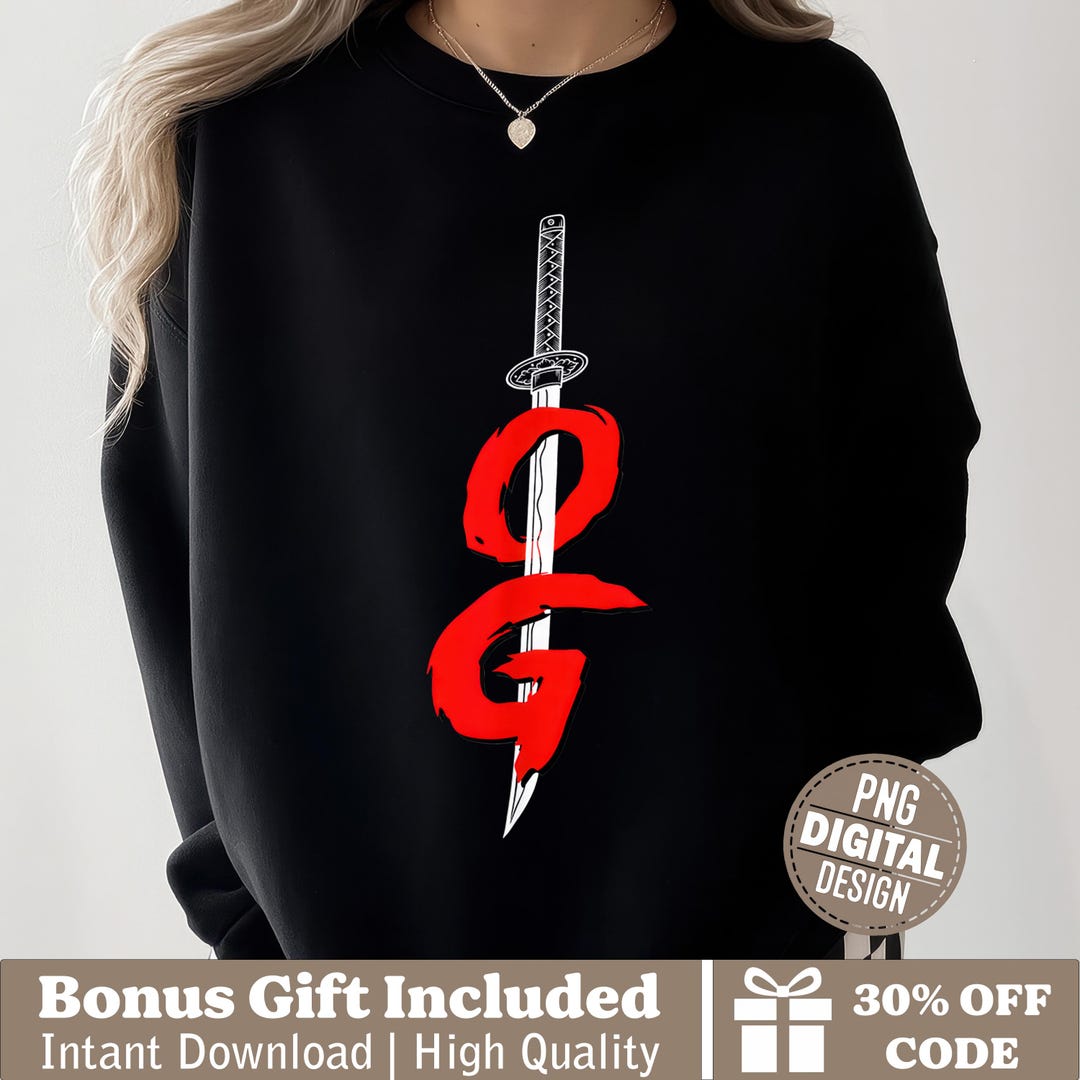 OG Sword Png, Samurai Katana Lettering Shirt Design, Japanese Style Red ...