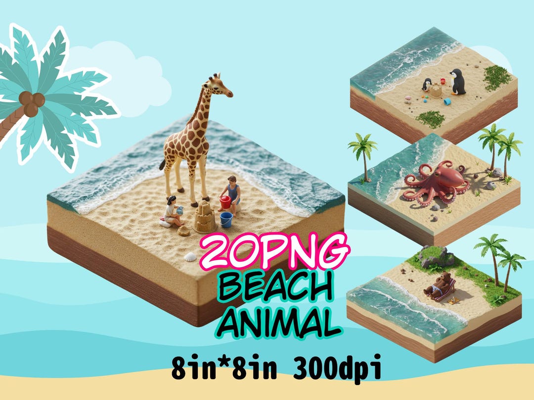 Cute Beach Animals Clipart Pack | Summer Ocean Creatures PNG Set ...