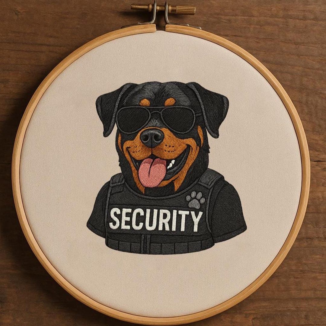 Rottweiler Machine Embroidery Design Cool Dog Security Guard With ...
