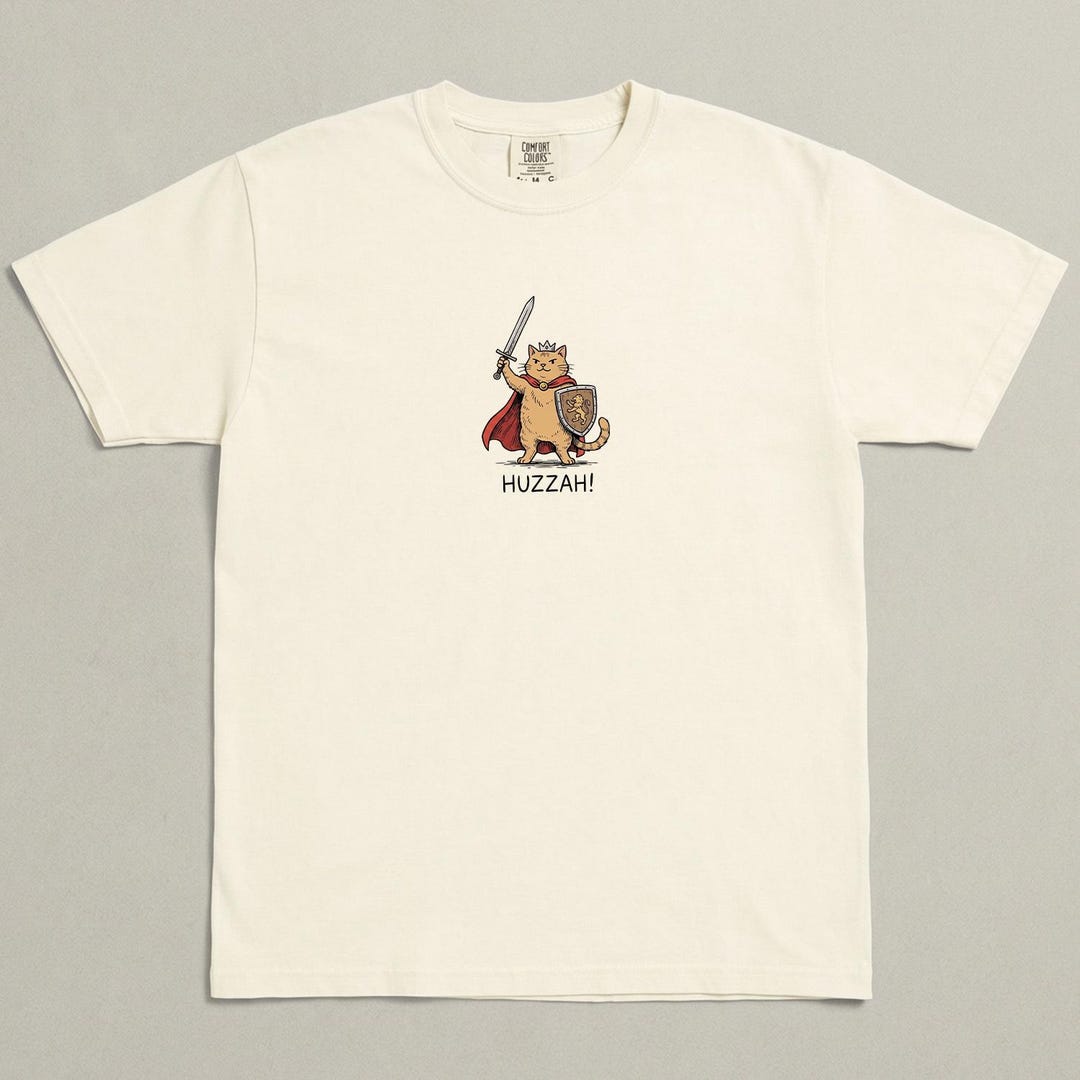 Huzzah Cat Knight Shirt, Funny Medieval Ginger Cat Tee, Renaissance ...