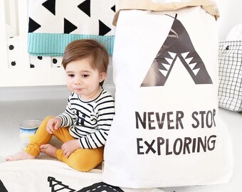 Toys paper bag storage Bear Paper Bag storage of toys | Etsy