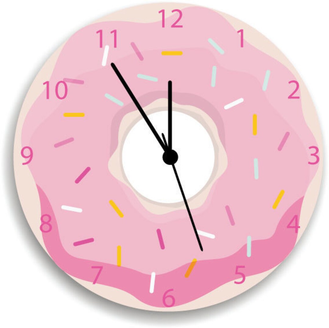 Donuts WALL CLOCK - Pastel Colors, Pastel Nursery Decor, Kids Room ...