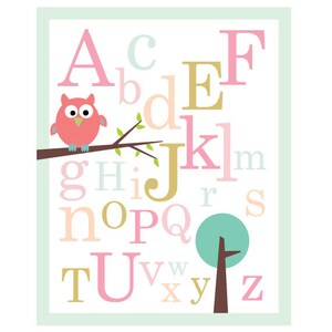 ABC Alphabet Poster Print Mint and Gold Nursery Wall Decor - Etsy