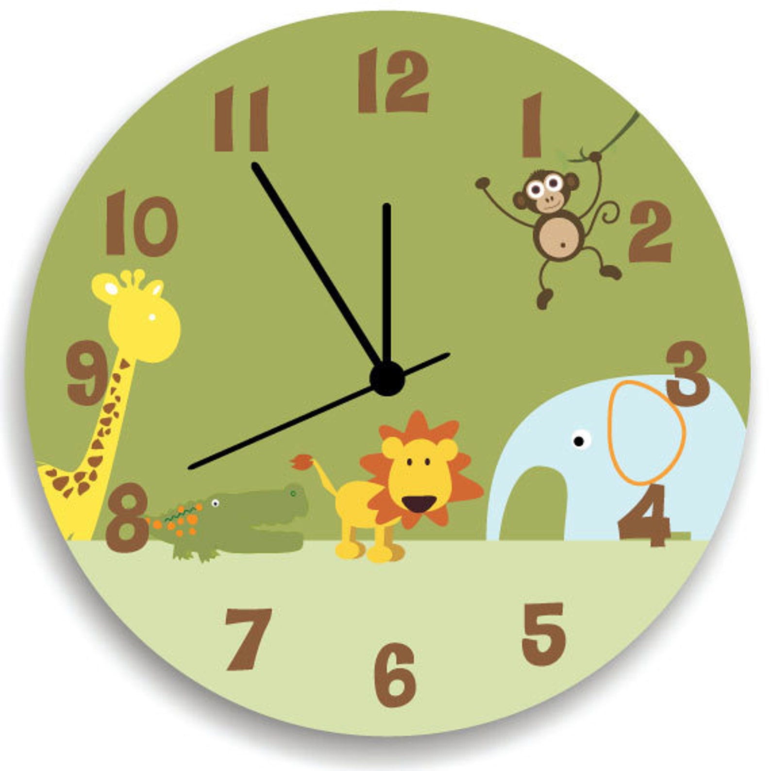 Jungle Animal Personalize WALL CLOCK for Boys Bedroom Nursery - Etsy