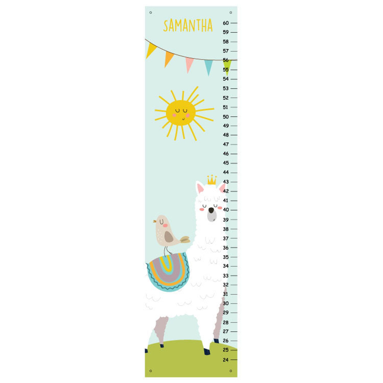 Llama Growth Chart, Llama Wall Art, Llama Nursery Decor, Personalized ...