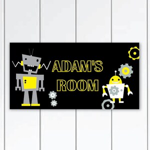 Robot Door Sign - Personalized Door Sign - Kids Bedroom Door Sign ...