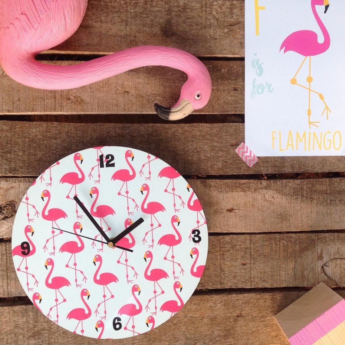 Flamingo Wall Clock Children Wall Clock With Pink Flamingo - Etsy